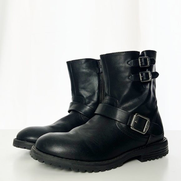 Frye | Shoes | New Frye Veronica Buckle Black Edgy Moto Combat Zip ...